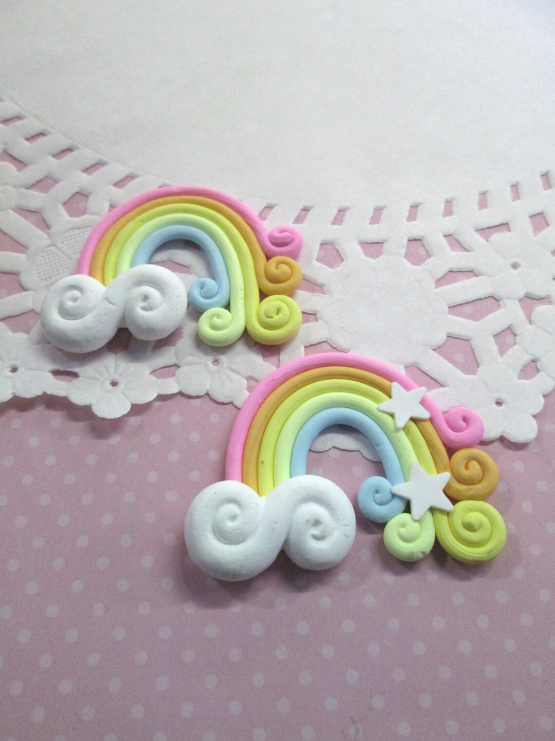 Two Polymer Clay Rainbow Cabochon 446 - Etsy