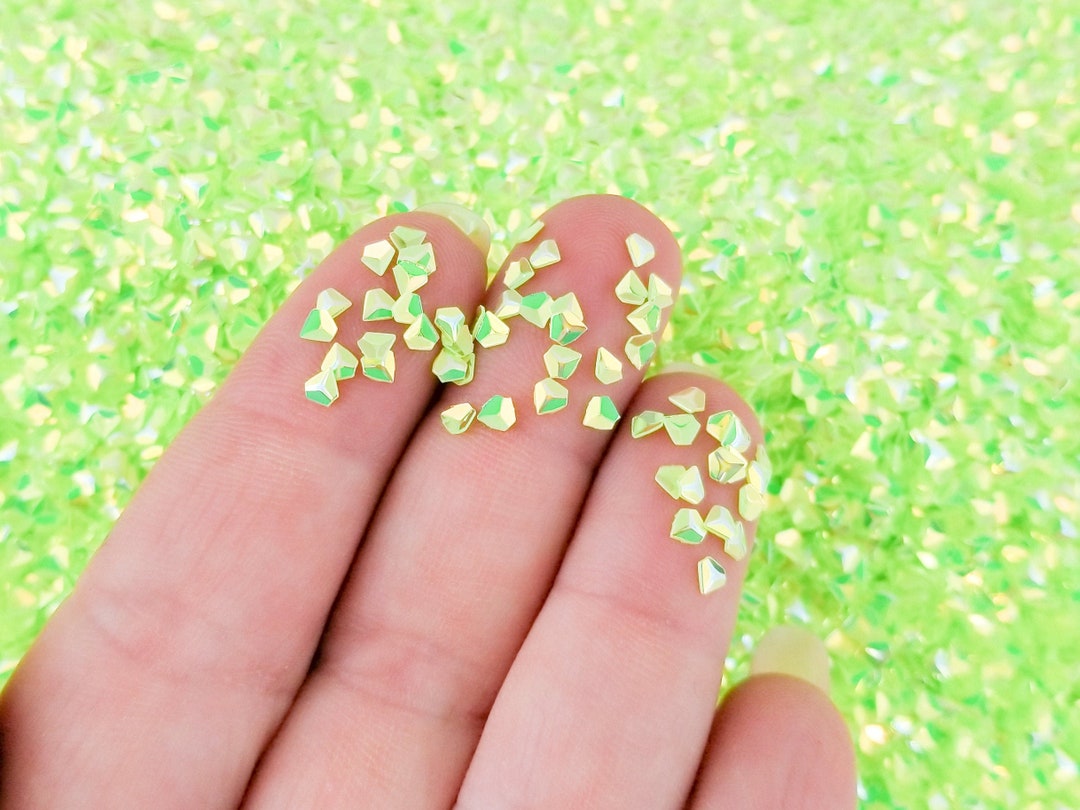 Spring Green Iridescent Shift Triangle Shape Glitter, Diamond Pyramid ...