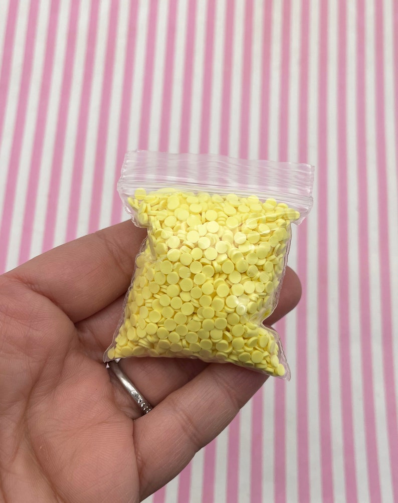 Light Yellow 3mm Mini Chip Polymer Clay Round Confetti Circles, Fake ...