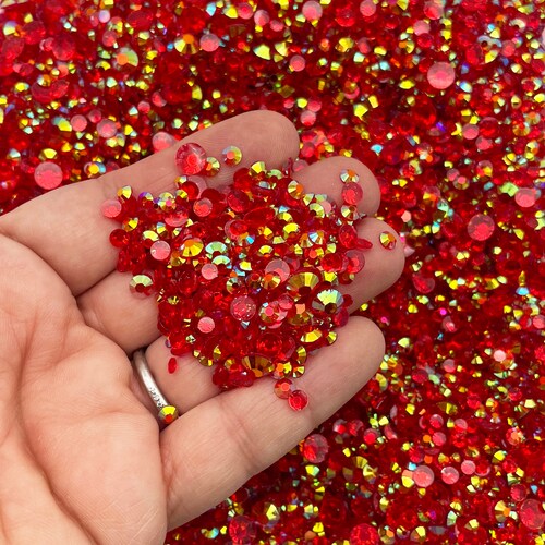6mm Red AB Jelly Rhinestones Flat Backed Resin Faceted Cabs - Etsy
