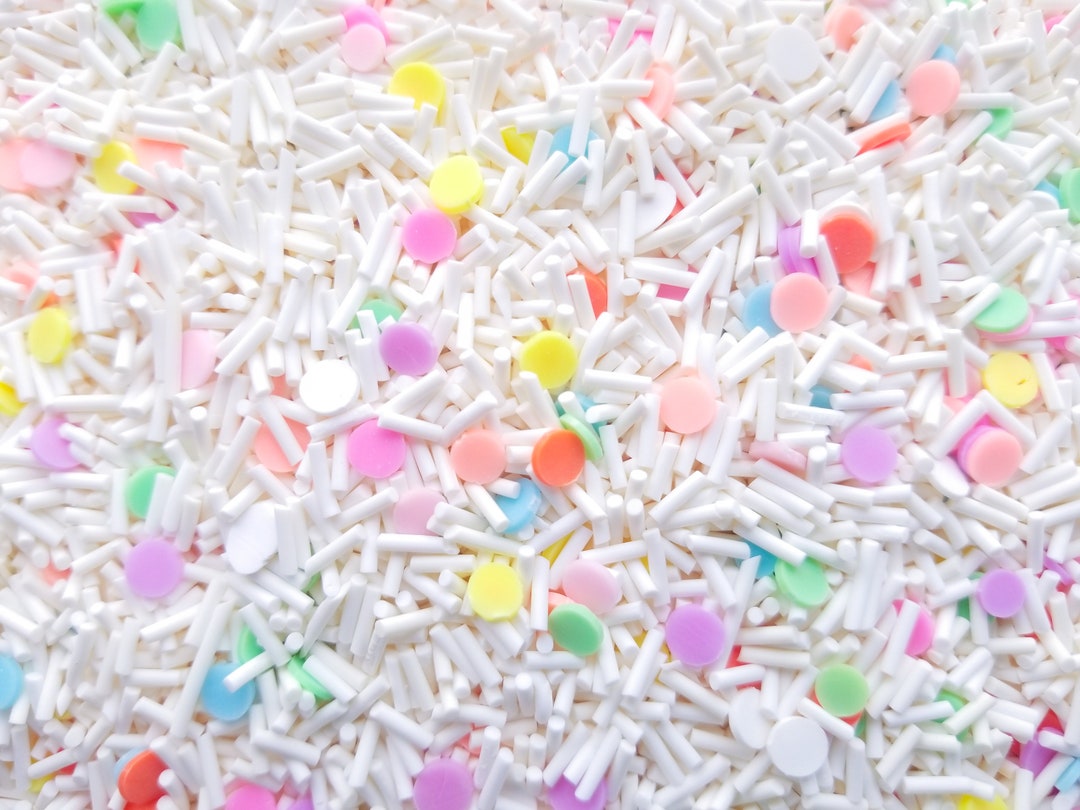 FUNFETTI BIRTHDAY CAKE Pastel Round Polymer Clay Sprinkles, Non Edible ...