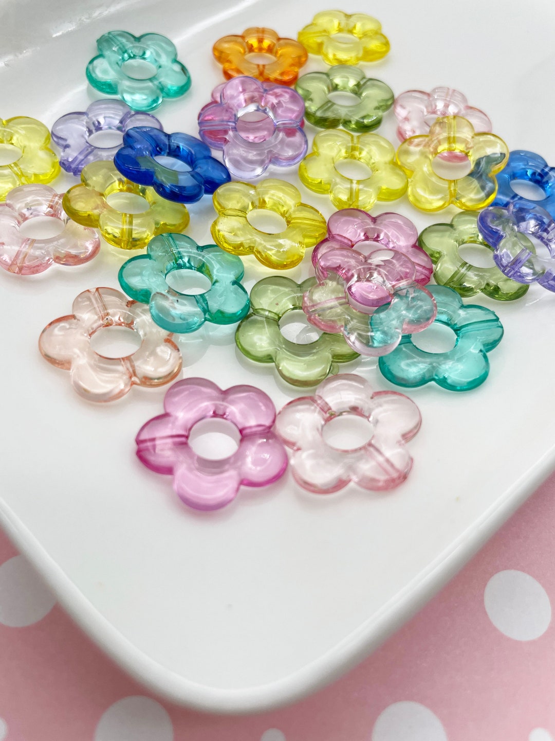 25 Translucent Iridescent Flower Bead Frames, 19mm Kawaii Beads L5 - Etsy