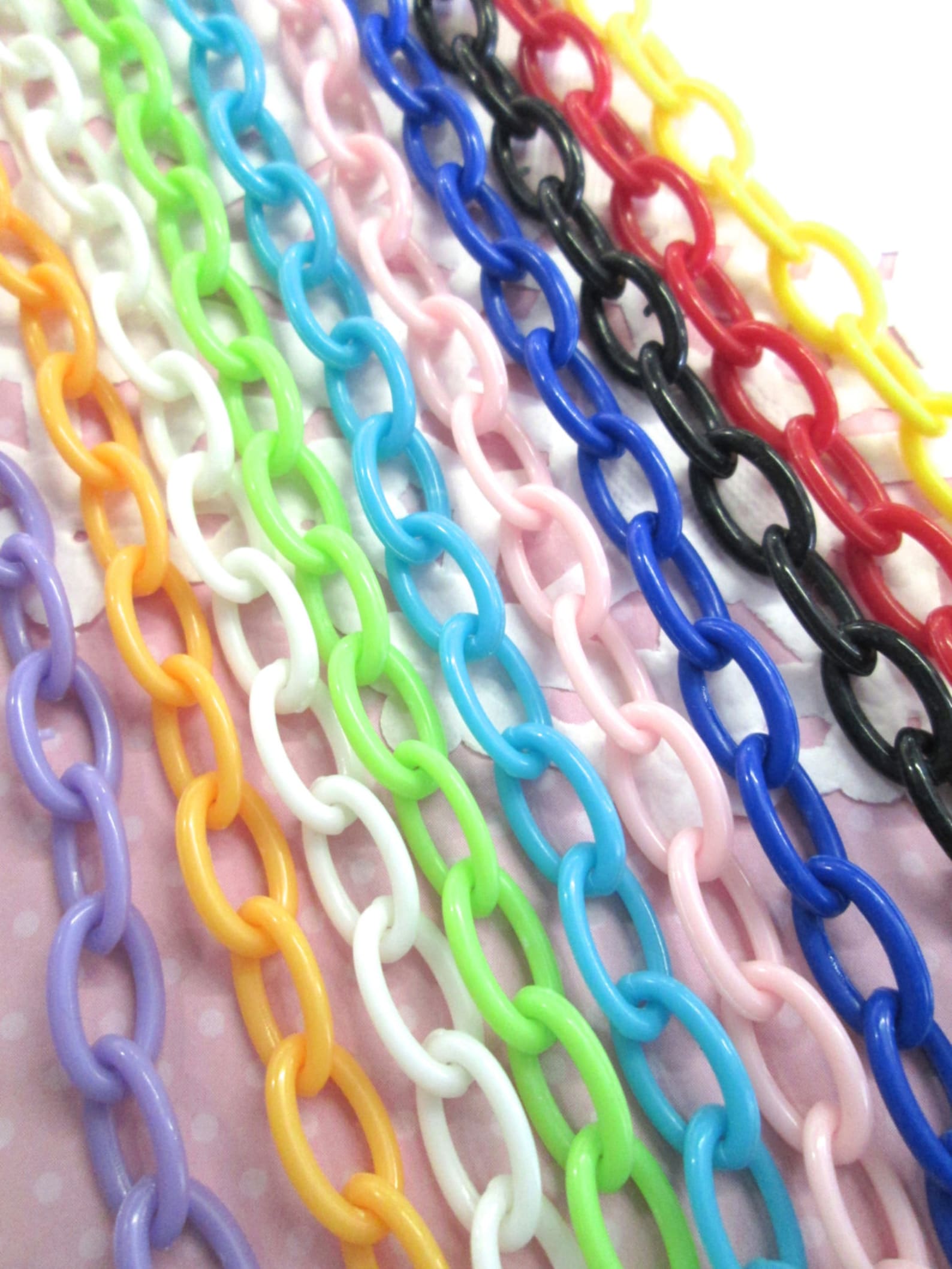 MIXED COLOR Plastic Colorful Chain 16 Inches Long J134-j144 | Etsy