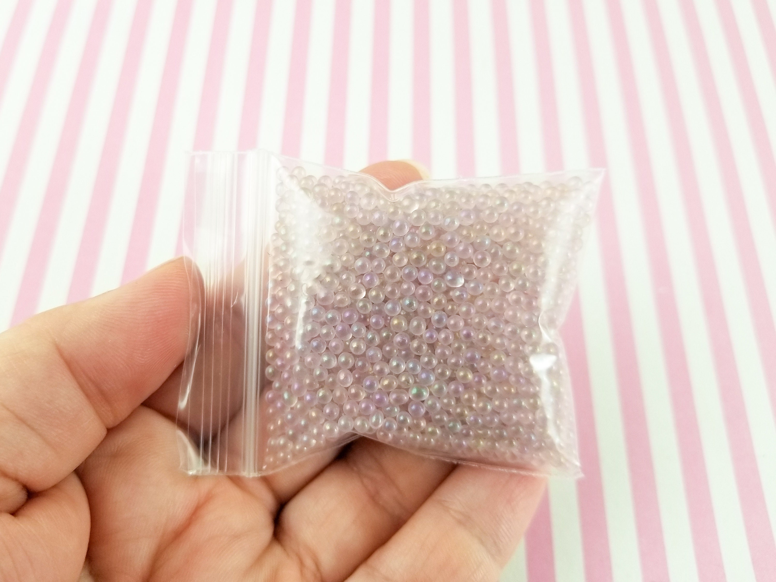 Iridescent Light Pink Clear Glass Assorted ROUND Microbeads, 2-2.5mm No ...