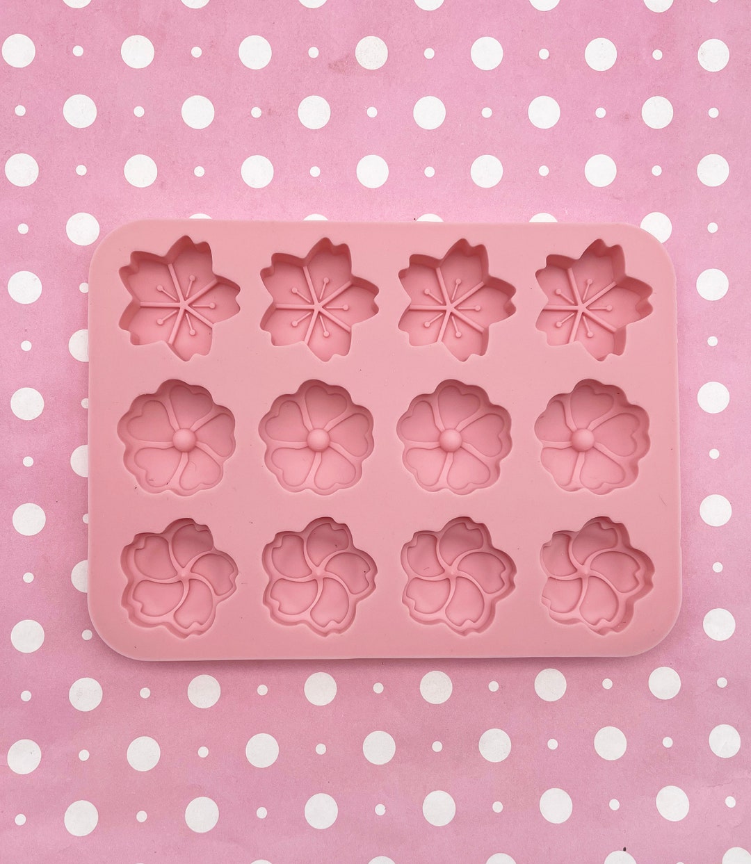 12 Cavity Kawaii Sakura Flower Mold for Cabochons, Silicone Floral ...