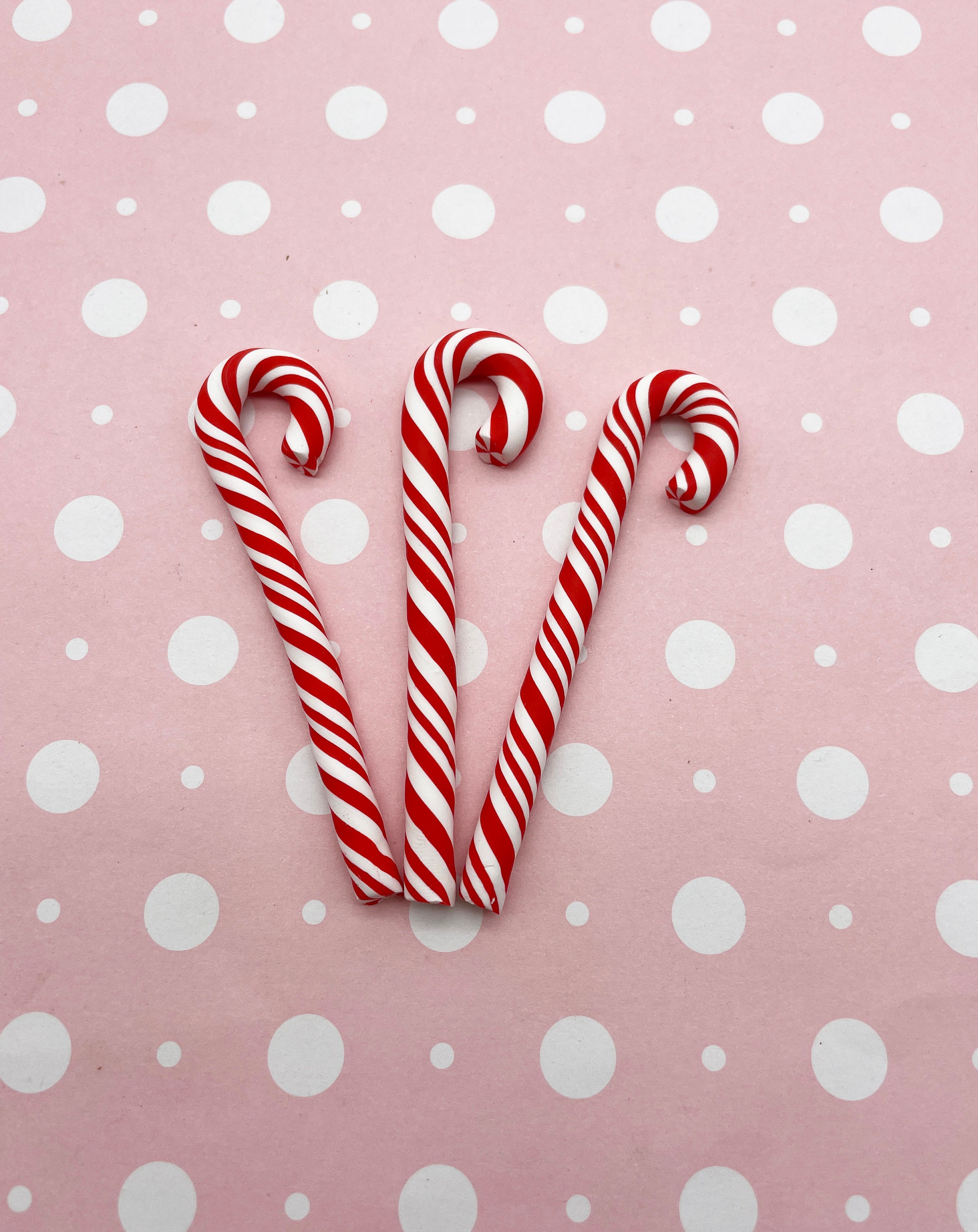 Four 3 Inch Polymer Clay Christmas Candy Canes, Cute Fake Peppermint ...