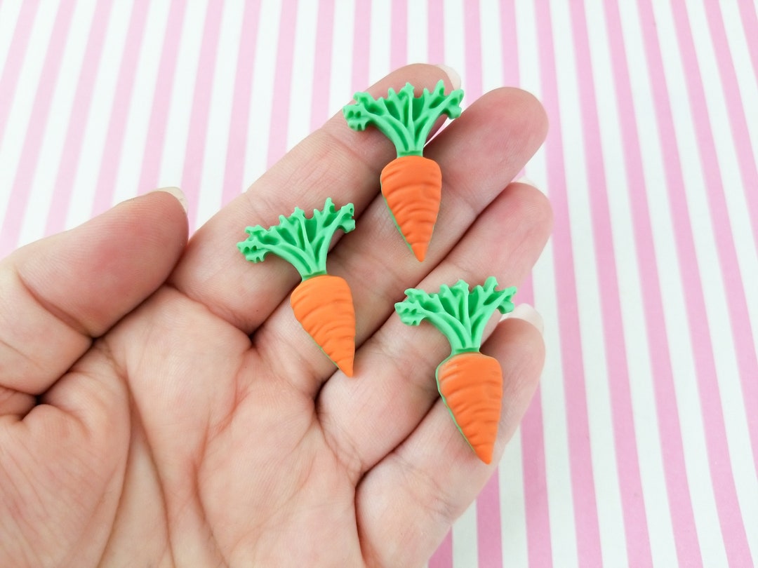 8 Matte Flatbacked Resin Carrot Cabochons, Dollhouse Flat Backed ...