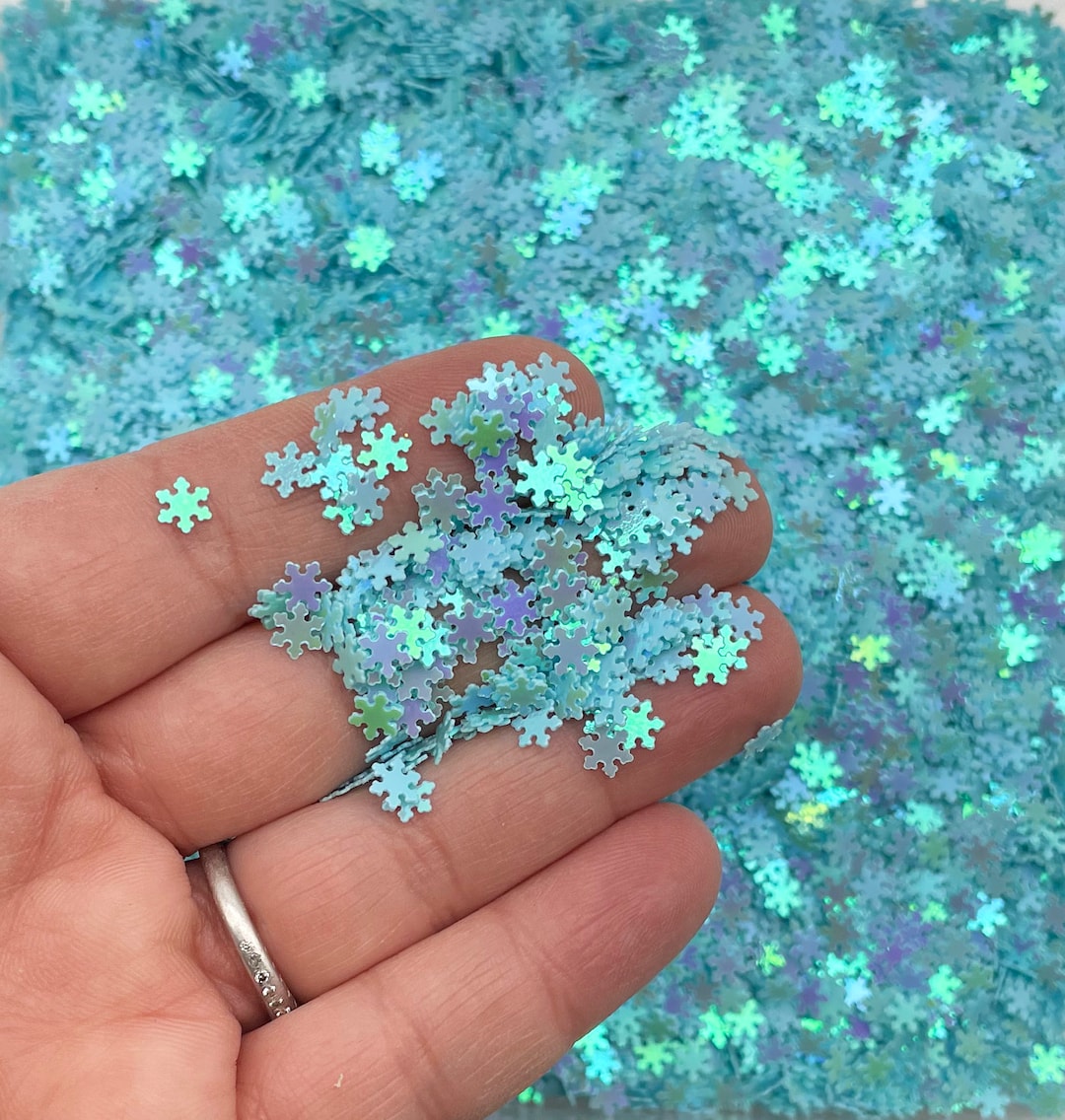 Iridescent 4mm Blue Snowflake Glitter, Christmas Xmas Nail Art Glitter ...