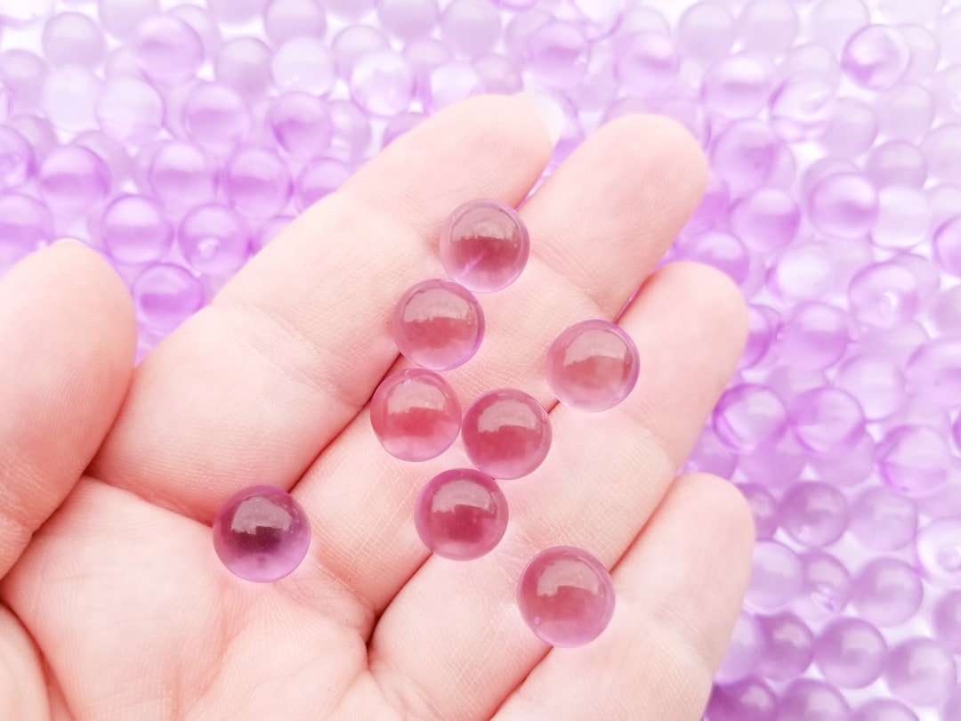Lavender Purple 10mm Round Translucent Pearls, Popping Boba Hard Resin ...
