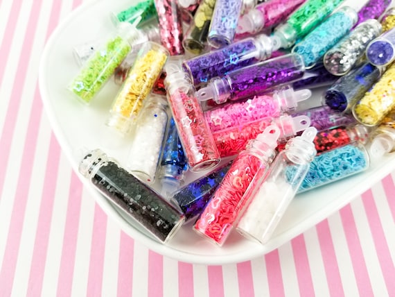 4 Random Glitter and Embellishment filled glass | Etsy