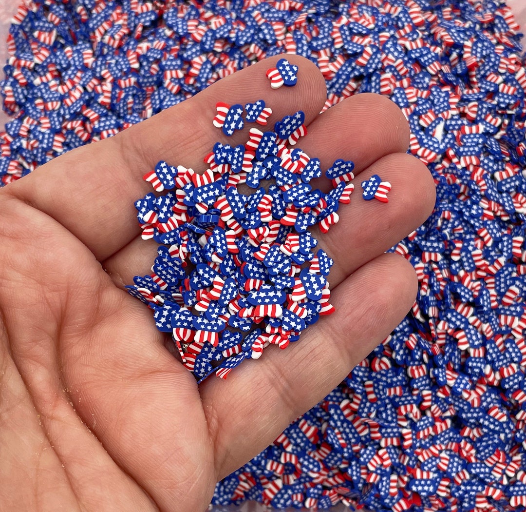 Red White and Blue Polymer Clay Star Flag Sprinkles, Fimo Fake Bake ...