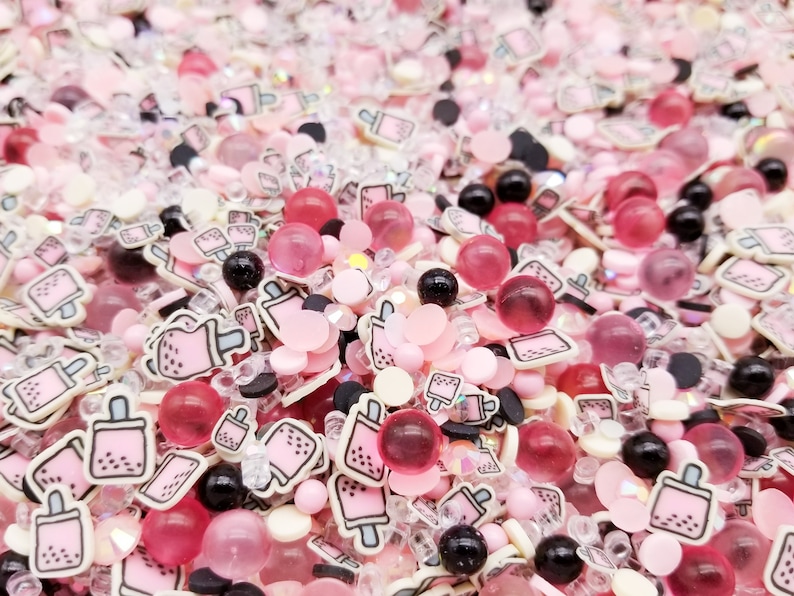 Strawberry Milk Boba Tea NON EDIBLE Polymer Clay Sprinkles and Resin ...