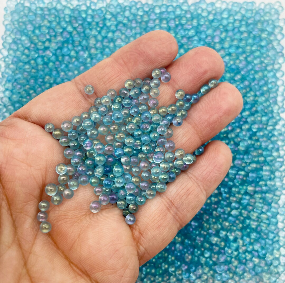 Non Edible Light Blue Glass Assorted ROUND Microbeads, 3- 3.5mm No Hole ...