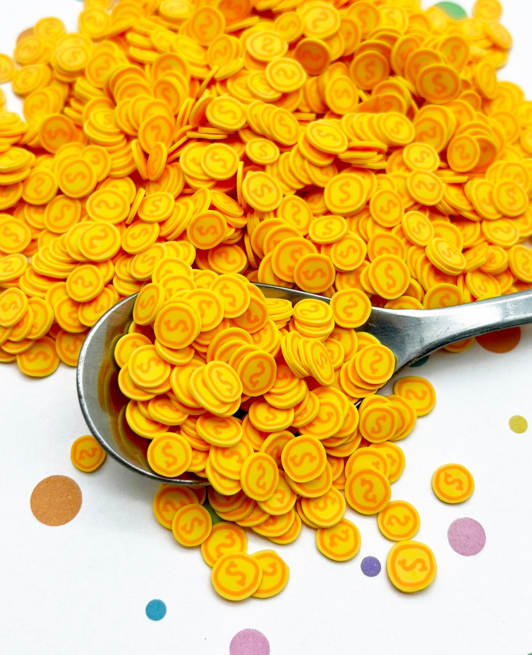 5mm Golden Coin Money Fimo Slices, Polymer Clay Pennies NON EDIBLE ...