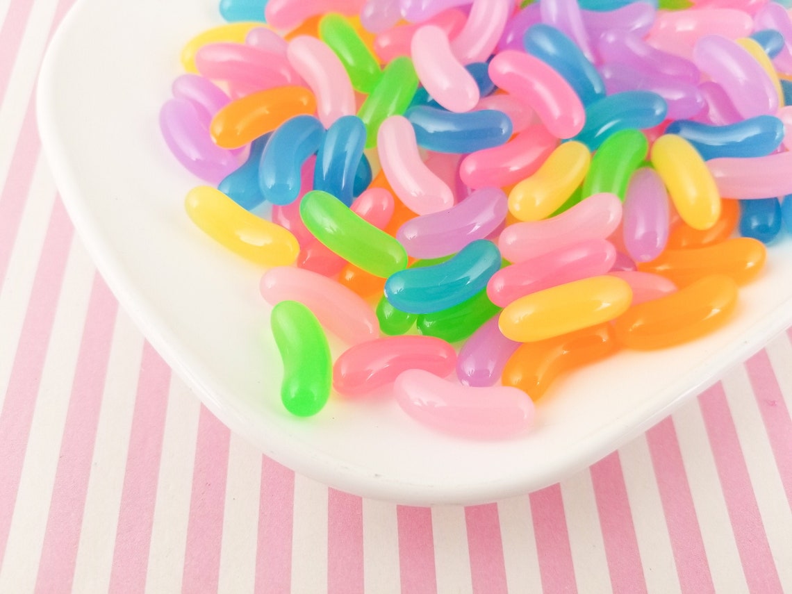 8 Bright Resin Jelly Bean Cabochons Jelly Bean Candy Cabs | Etsy