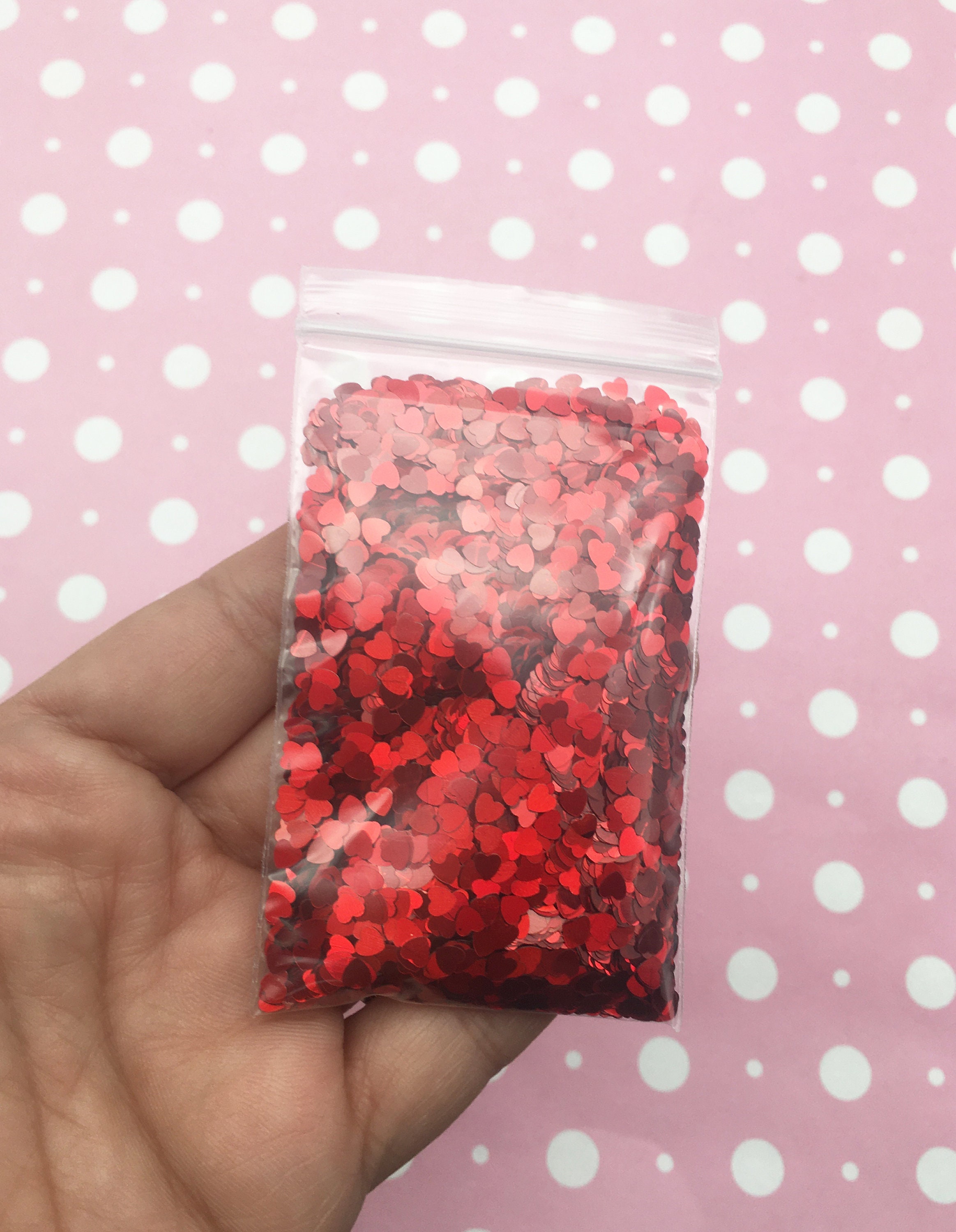 Red Mirrored Iridescent Solvent Resistant Holo Shift Heart Glitter, T92 ...