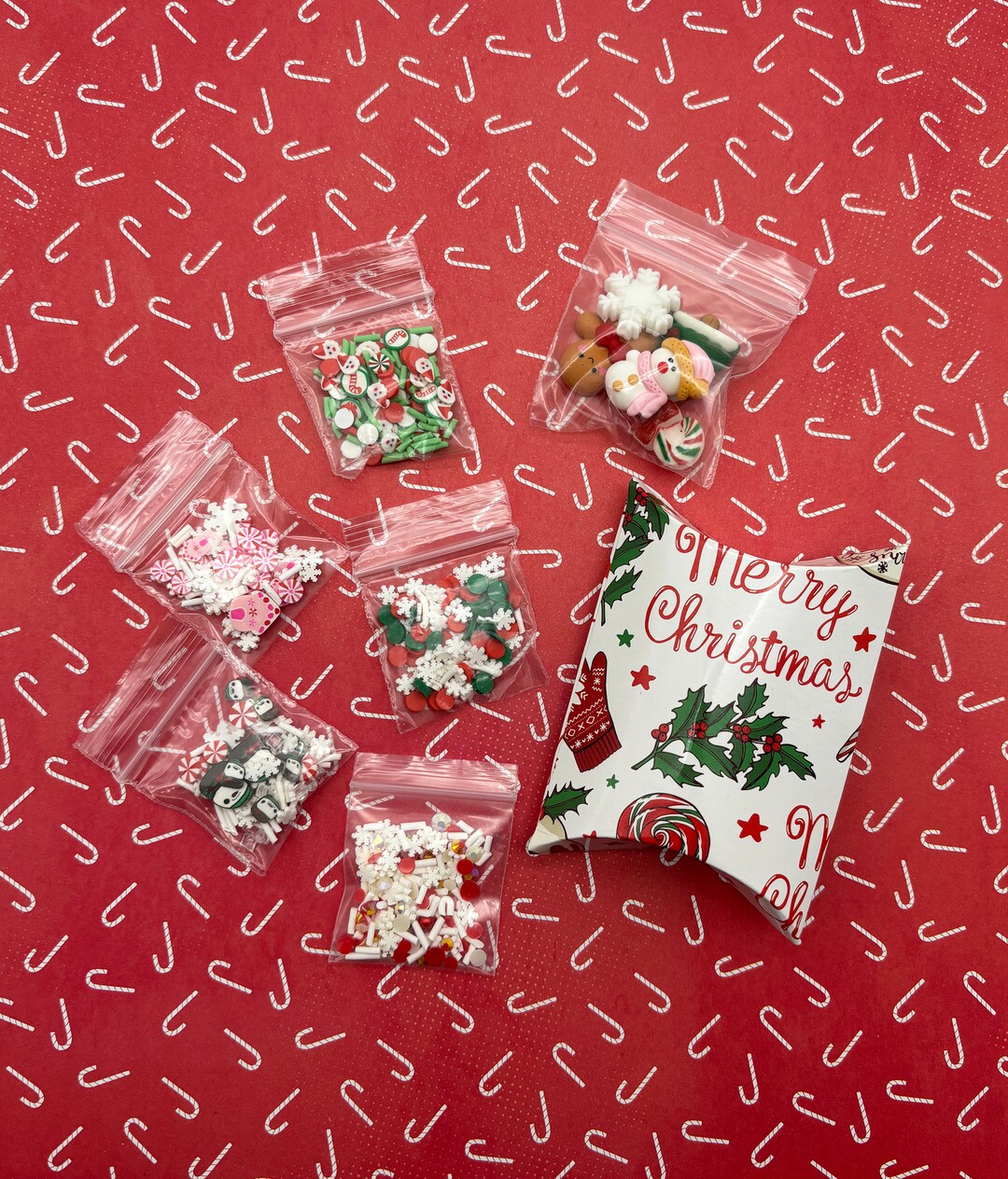 Christmas Polymer Clay Sprinkle and Resin Xmas Cabochon Sample Stocking ...