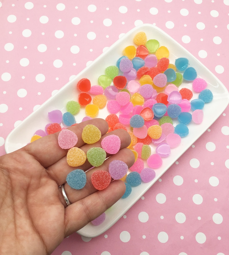 10 Assorted Soft Resin Sugared Gum Drop Candy Kawaii Cabochons, Cute ...