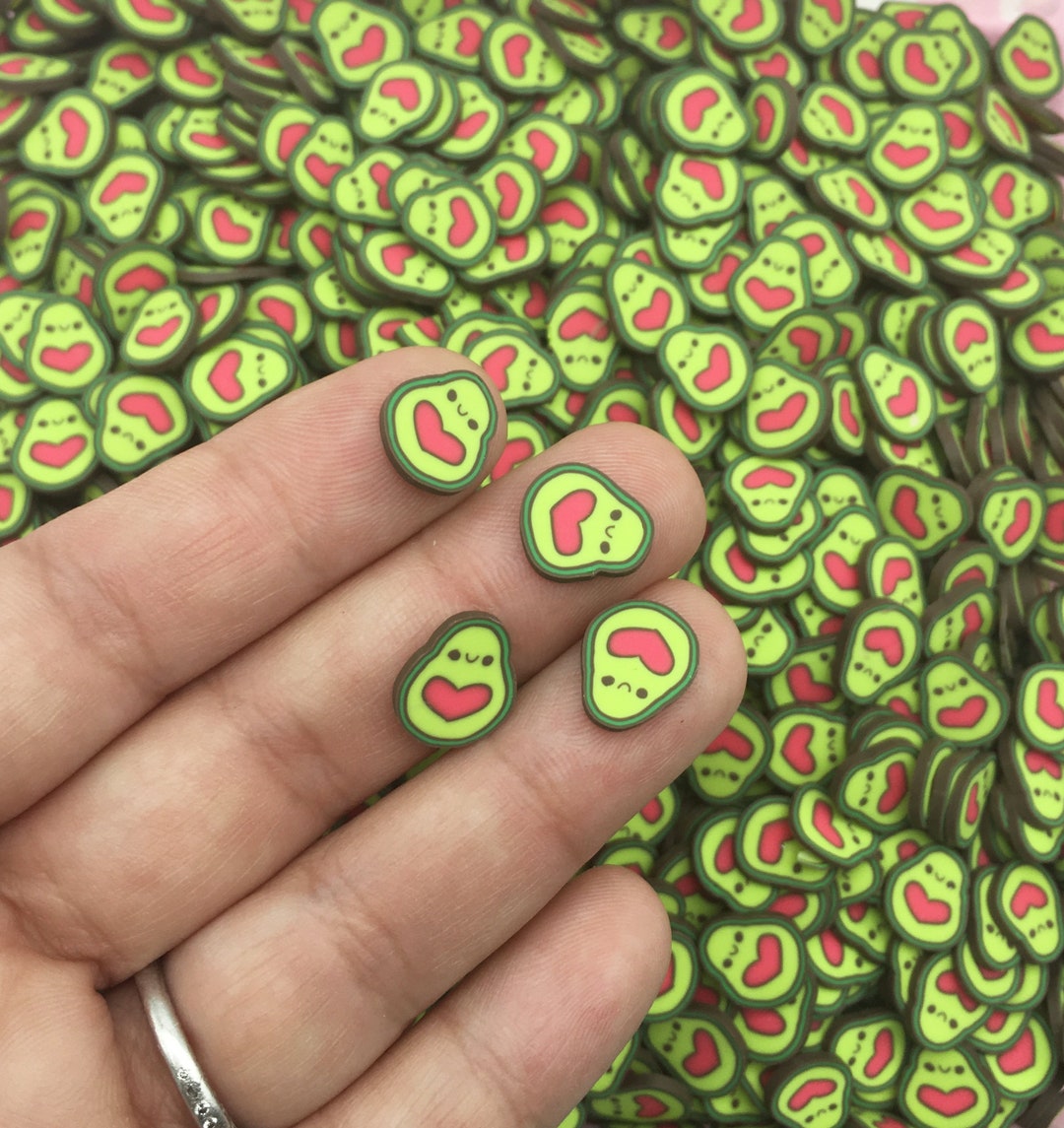 Larger Avocado Polymer Clay Sprinkles With Kawaii Faces, NON EDIBLE ...