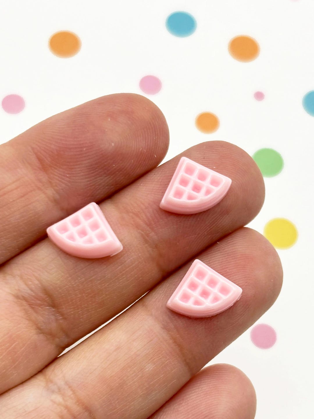 50 Tiny Flatbacked Miniature Pink Resin Waffle Breakfast Cabochons ...