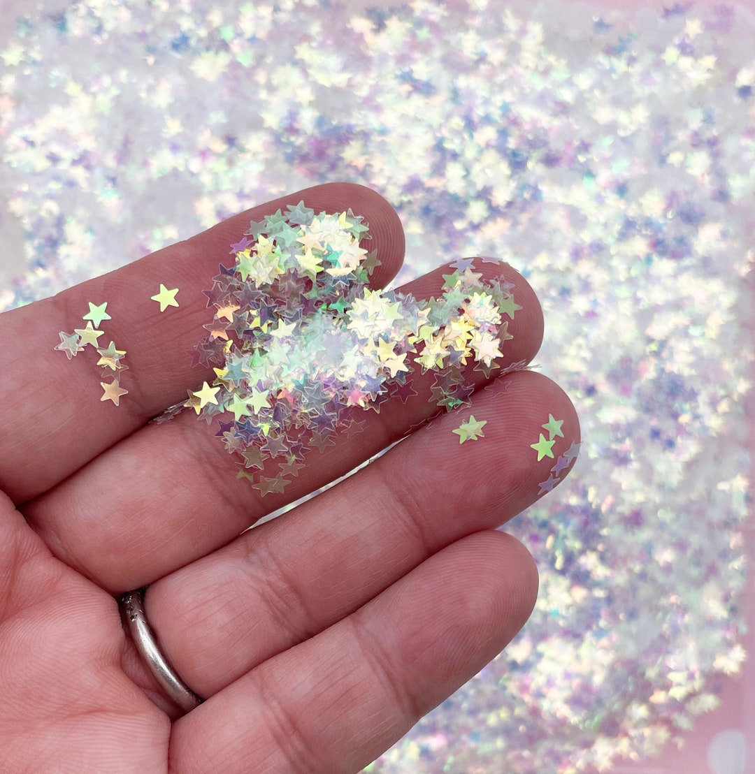 Clear Artic White Iridescent Shift 4mm Star Solvent Safe Nail Polish ...