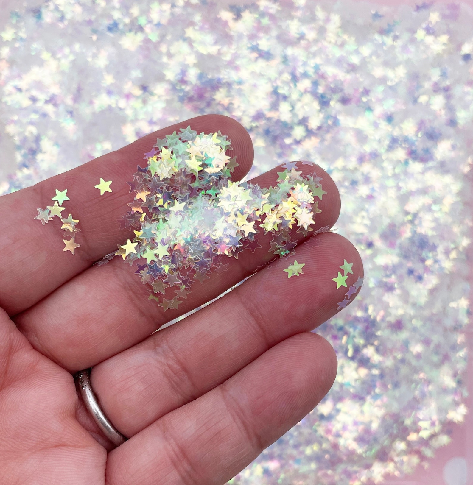 Clear Artic White Iridescent Shift 4mm Star Solvent Safe Nail Polish ...