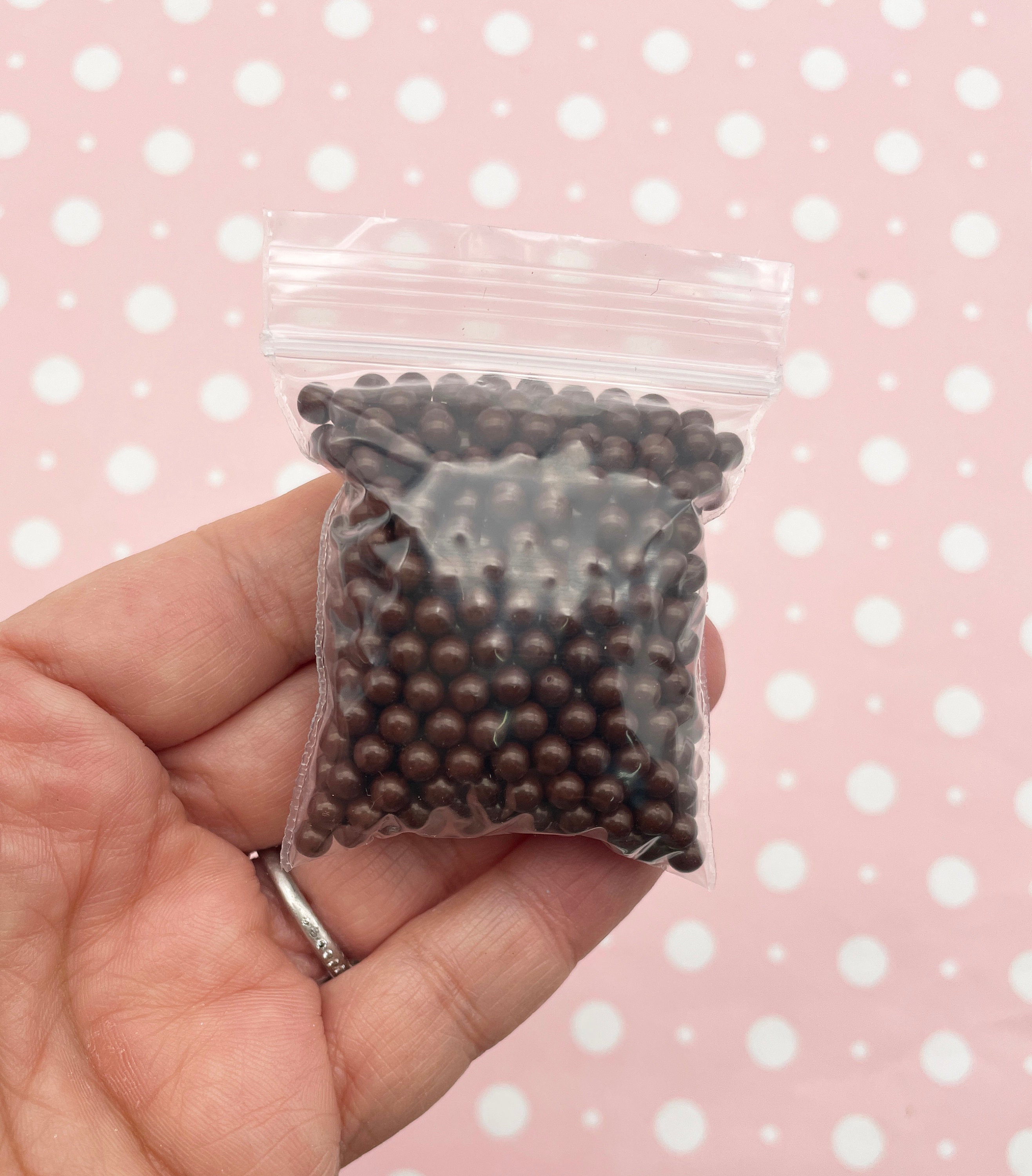 Dark Chocolate Brown 4mm Boba NON EDIBLE Caviar Pearls, Faux Nonpareil ...