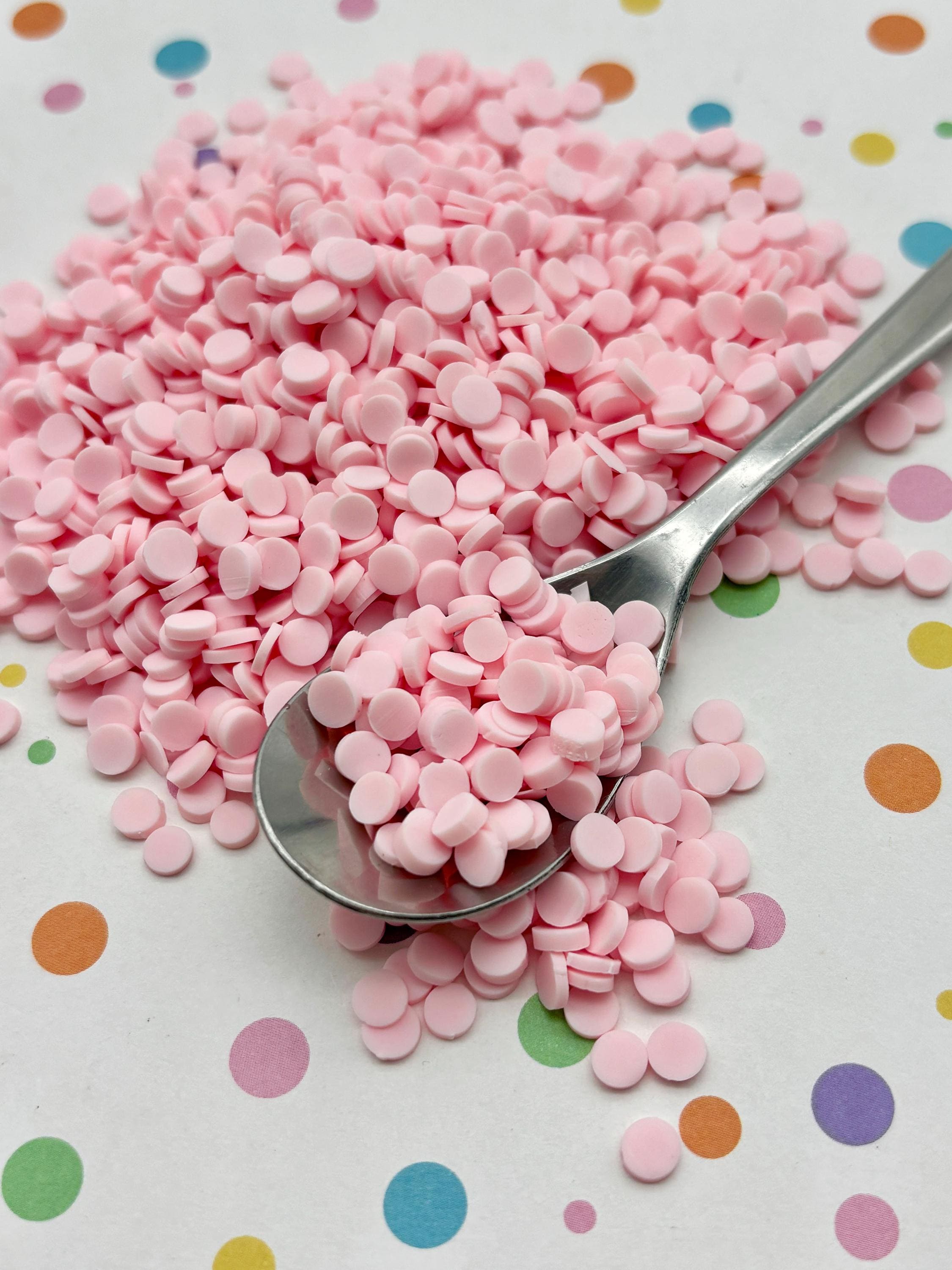 Pastel Pink Chip Polymer Clay Round Confetti Circles, Fake Sprinkles ...