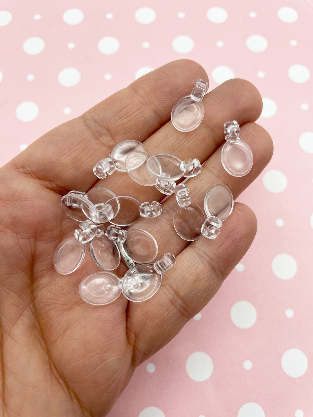 25 Glue on Clear Acrylic Plastic Bails, Flat Pad Resin Jewelry Findings ...