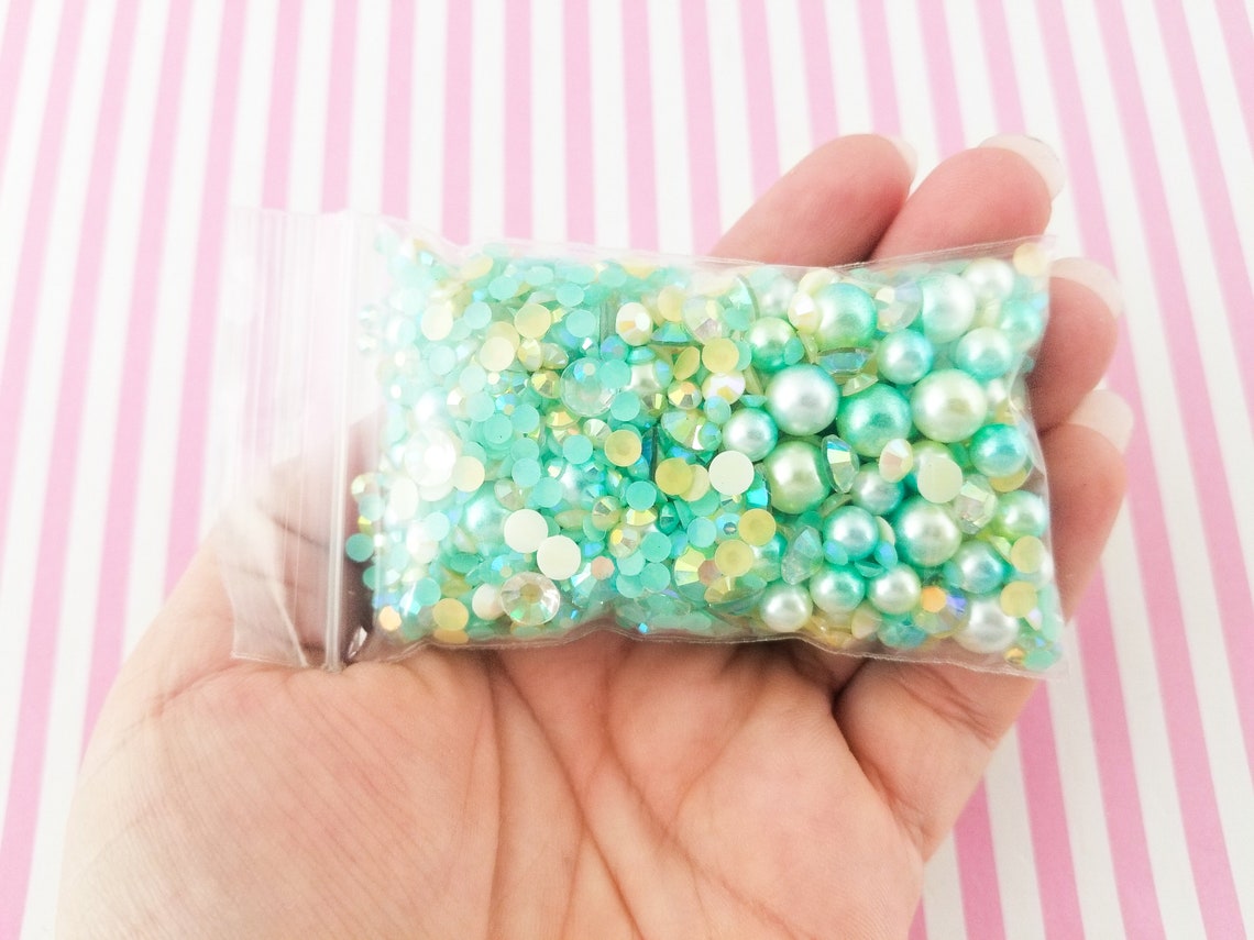 BEACH GLASS Caviar Pearl Rhinestone Mix Resin Rhinestones - Etsy