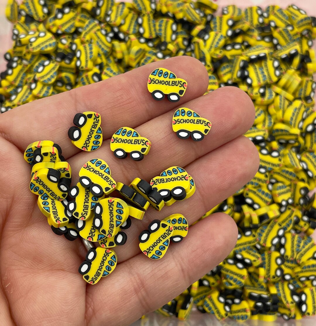 Larger Yellow School Bus Sprinkles, Polymer Clay Back to School ...