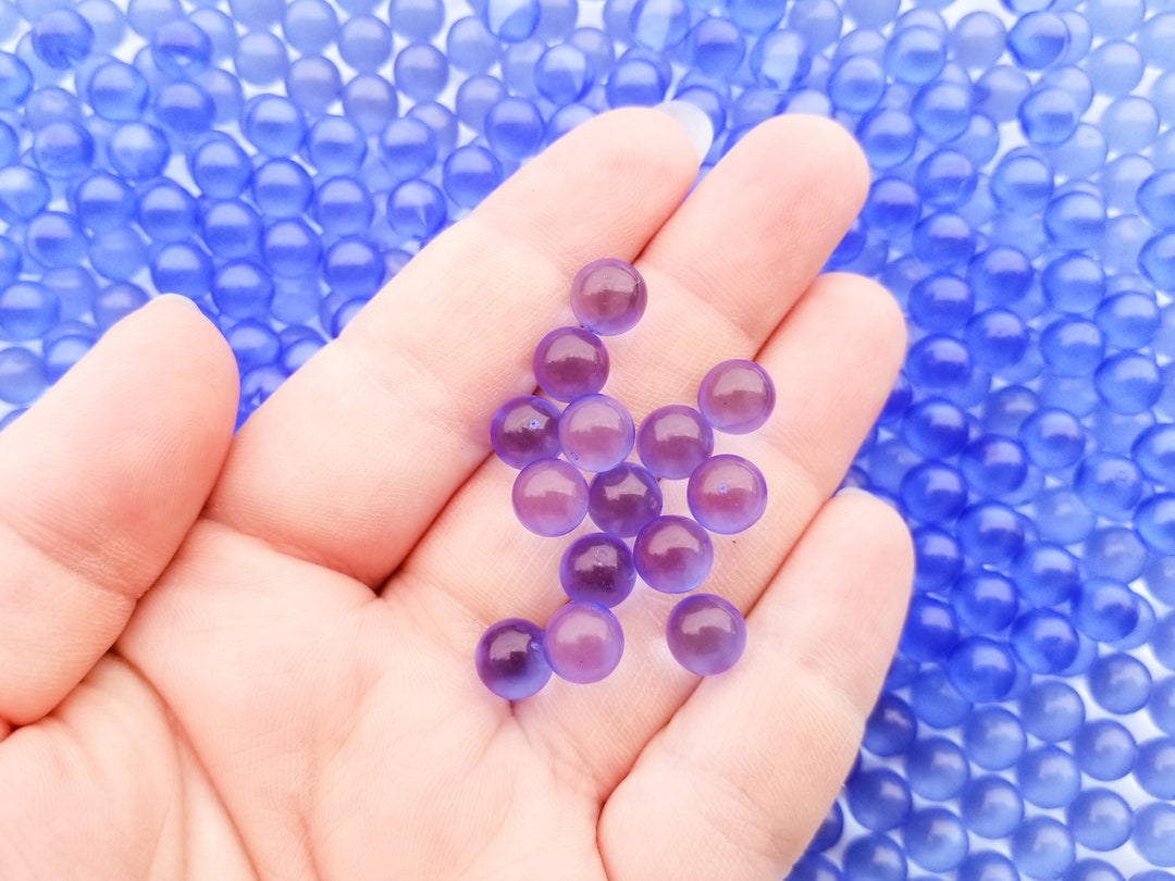 Blue 8mm Translucent Round Pearls, Popping Boba Resin Gumball Pearls ...