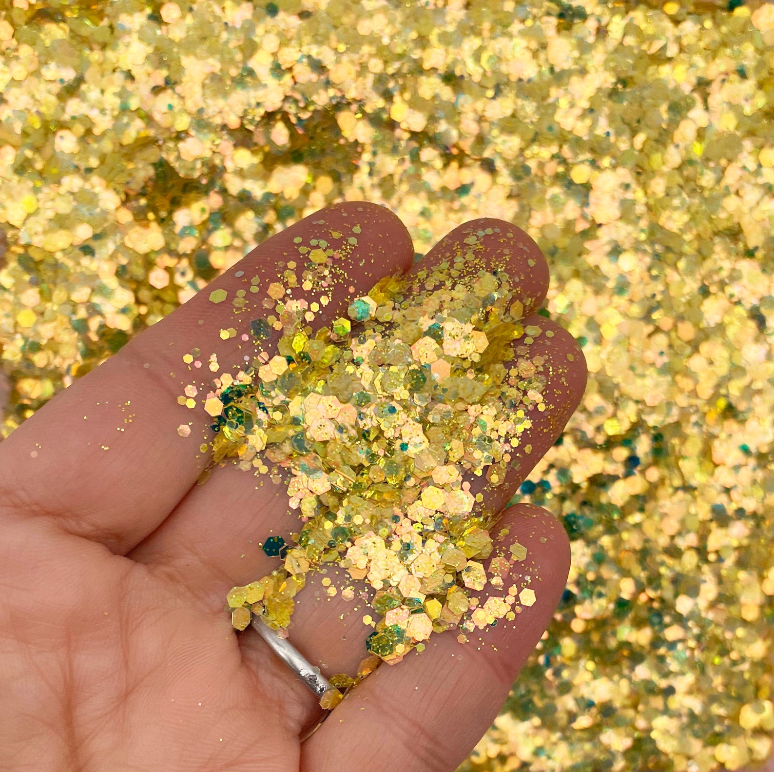 Yellow Gold Pixie Dust Assorted Shape Solvent Resistant Nail Polish ...