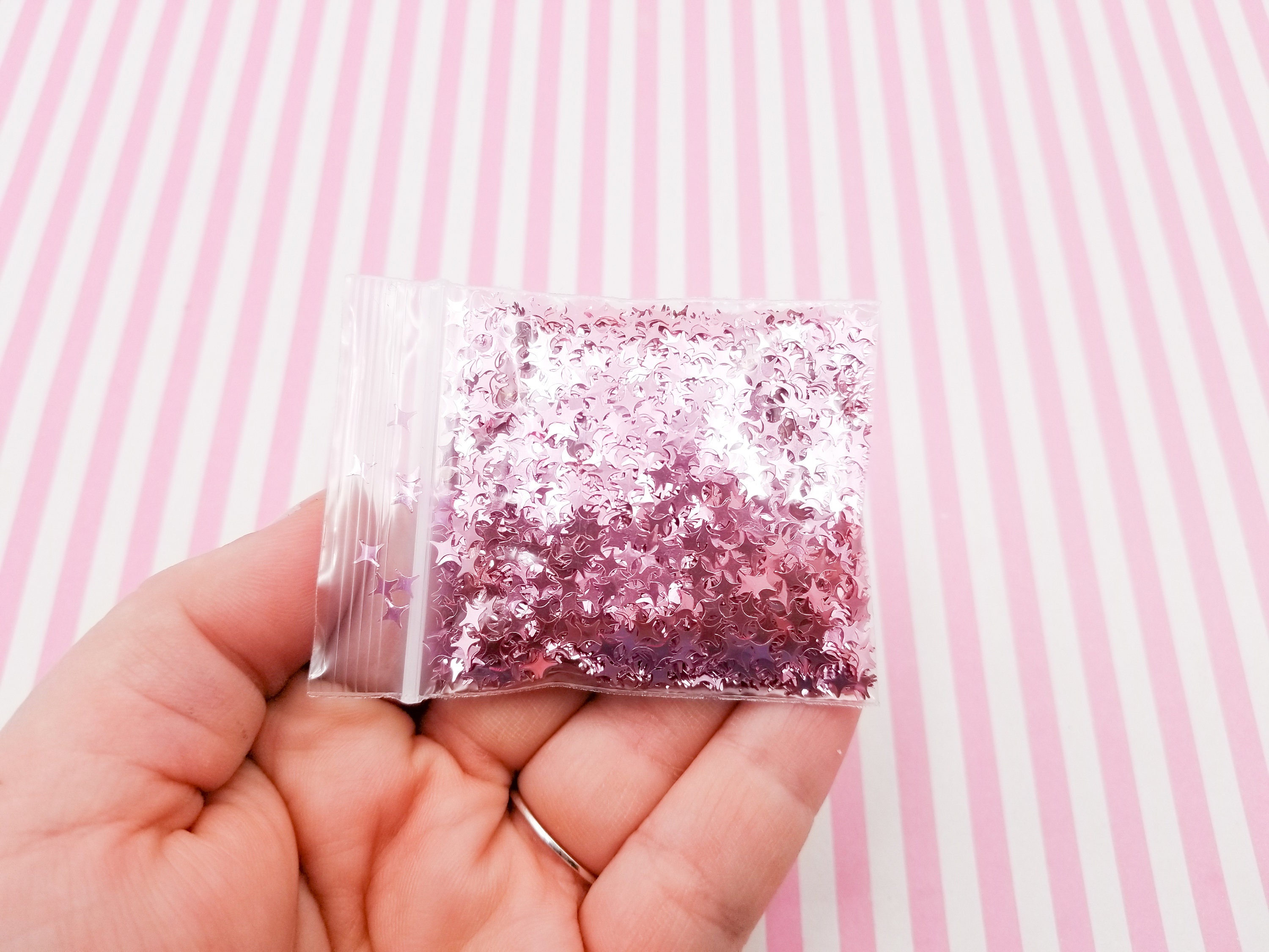 Rose Pink Metallic 4 Point Star Glitter Light Pink Glitter | Etsy