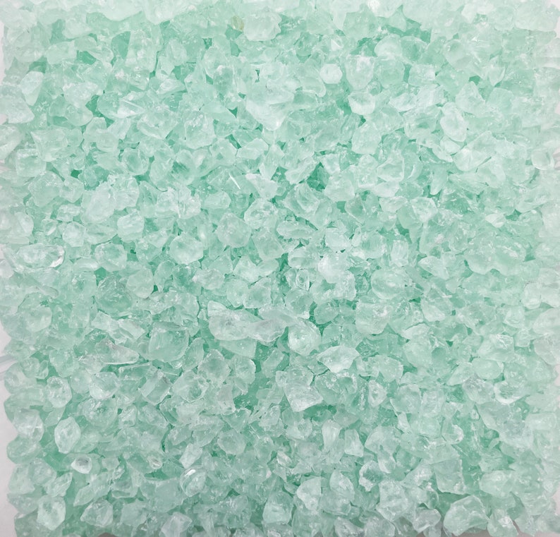 100g SEA GLASS Acrylic Silica Sand, Fake Gemstone Chunks, Light Blue ...