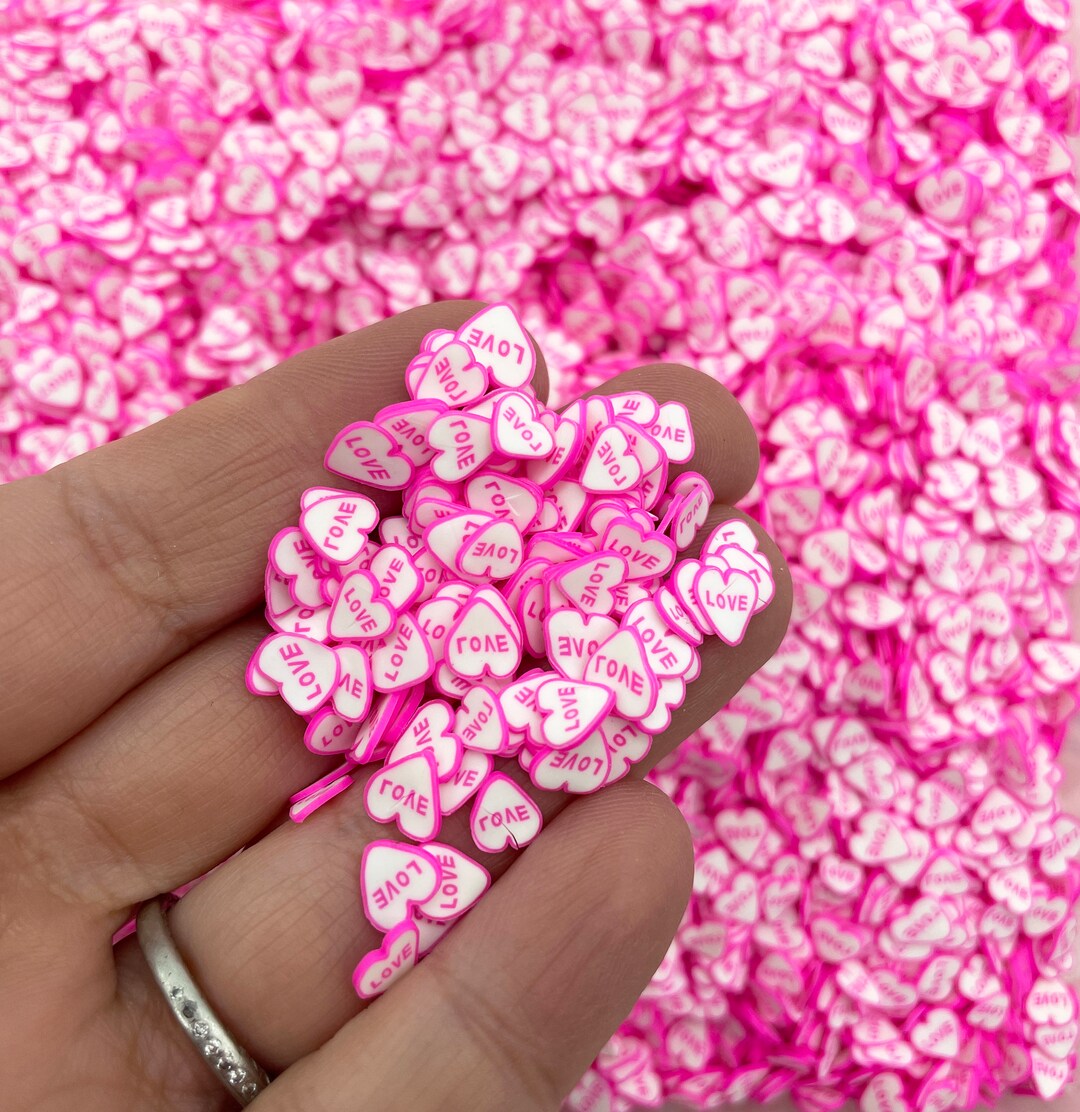 Pink and White Conversation Love Heart Mix Polymer Clay Valentine Heart ...
