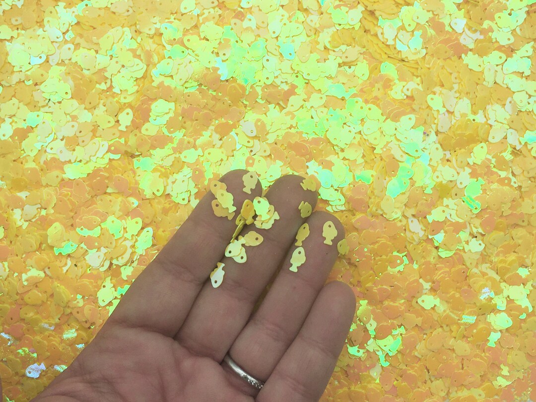Golden Yellow Iridescent Shift Fish Glitter, Ocean Glitter, Kawaii ...