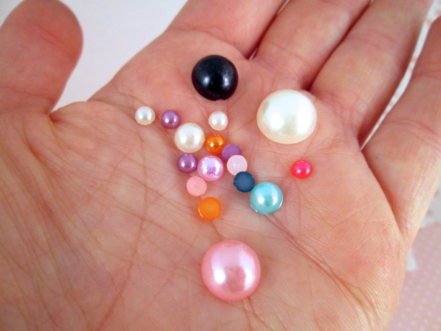 10g Multicolor Mixed Round Flatbacked Acrylic Plastic Pearl Cabochons ...