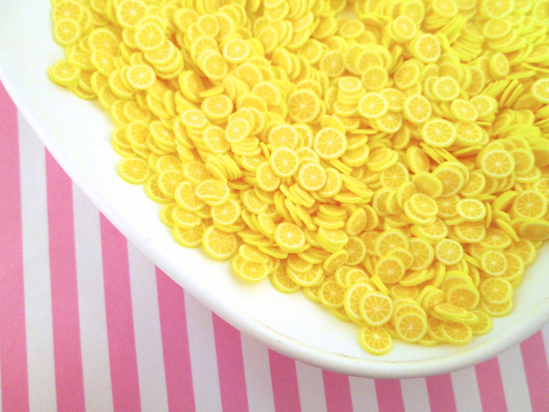 Polymer Clay Lemon Fruit Slices, Nail Art Slices, Faux Fruit, Miniature ...