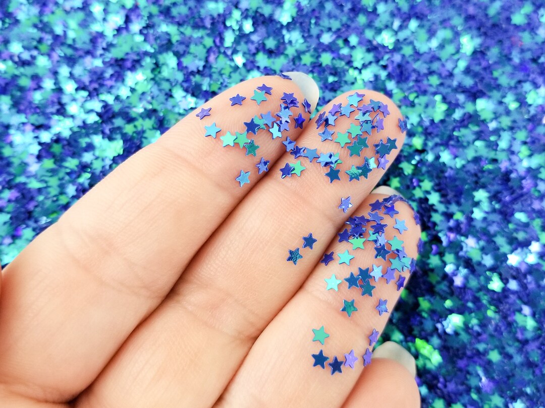 Deep Blue Purple Iridescent Shift Star Glitter, Kawaii Decoden Glitter ...