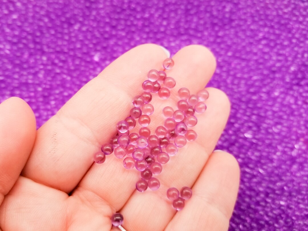 Purple 4mm Round Translucent Gum Ball Pearls, Popping Boba Resin ...