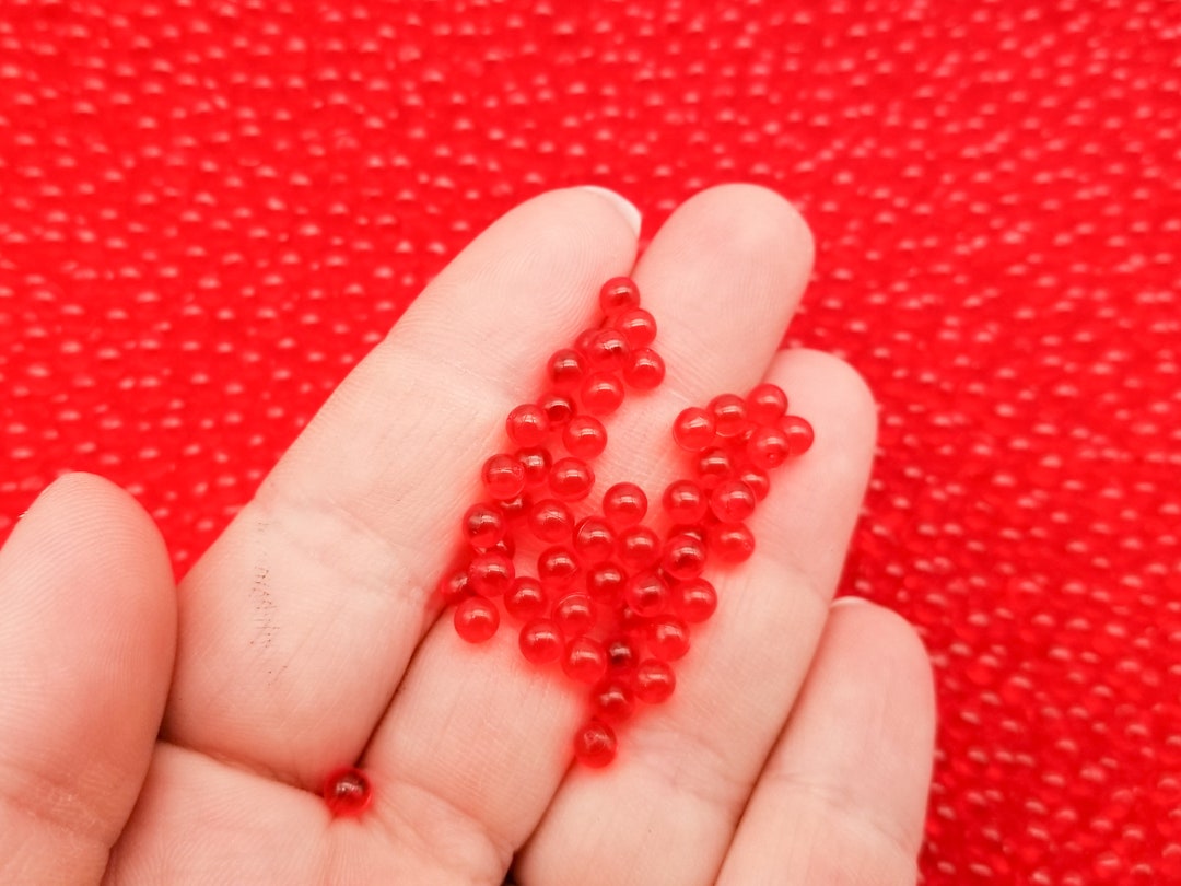 Red 4mm Translucent Pearls, Popping Boba Resin Gumball Pearls, Faux ...