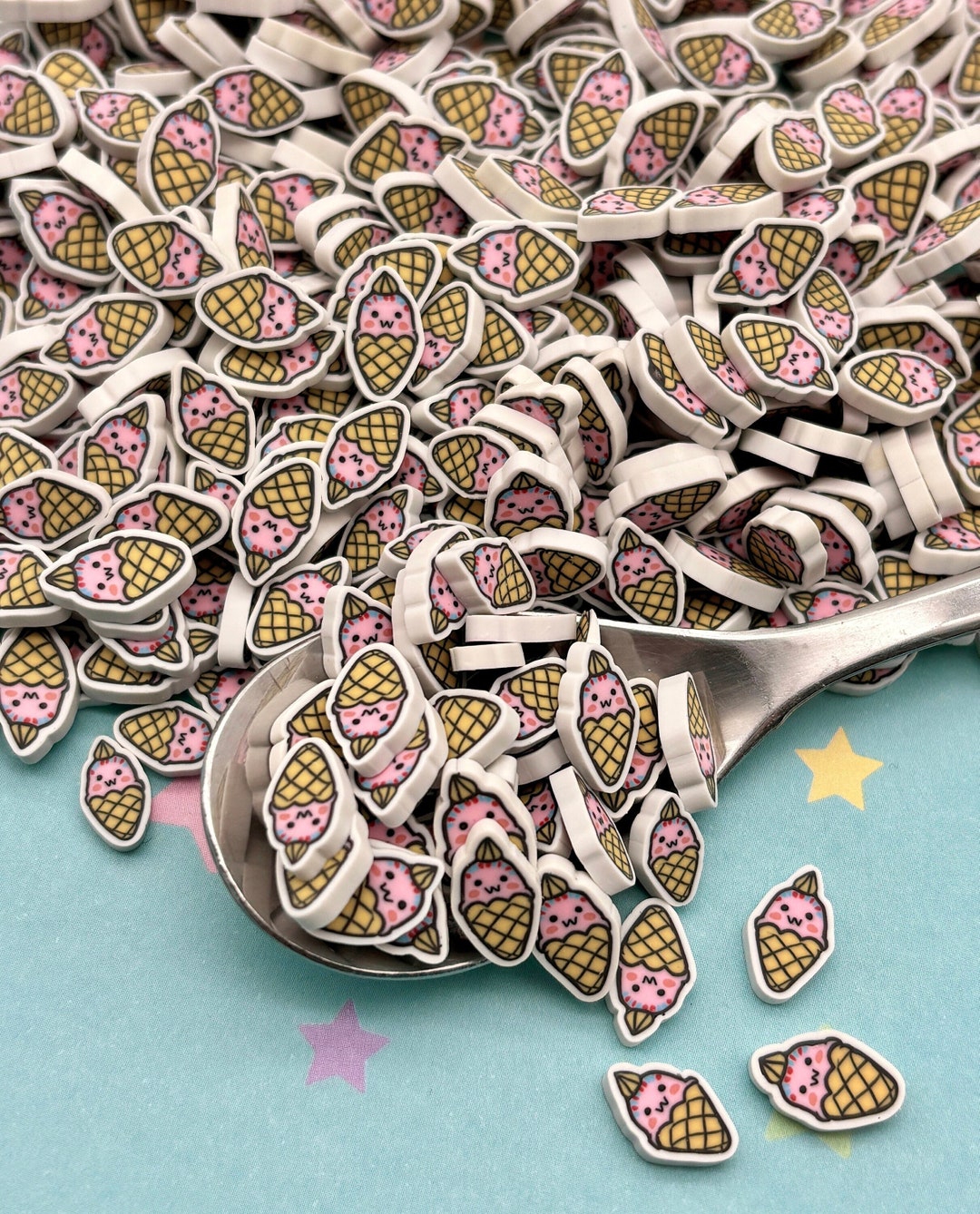 12mm Pink Ice Cream Dessert Popsicle Polymer Clay Sprinkles, Fake Bake ...