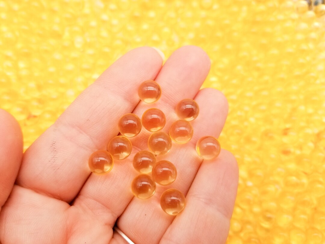 Flaxen Yellow 8mm Round Translucent Popping Boba Resin Gumball Pearls ...