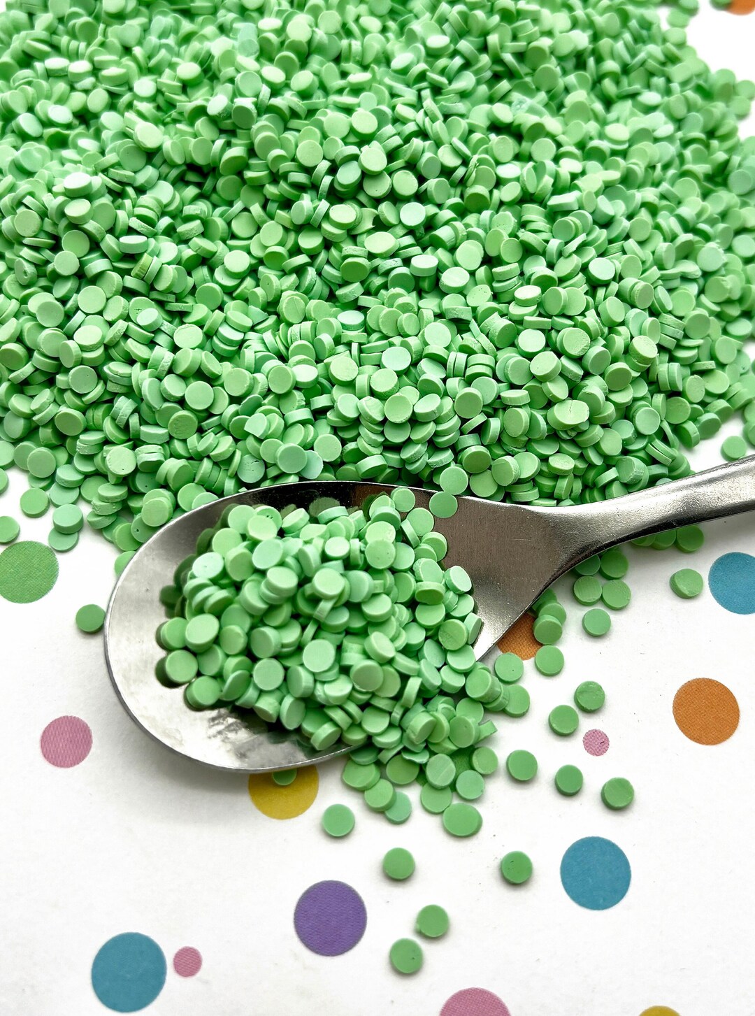 Light Green 3mm Polymer Clay Mini Candy Chip Round Confetti Circles ...