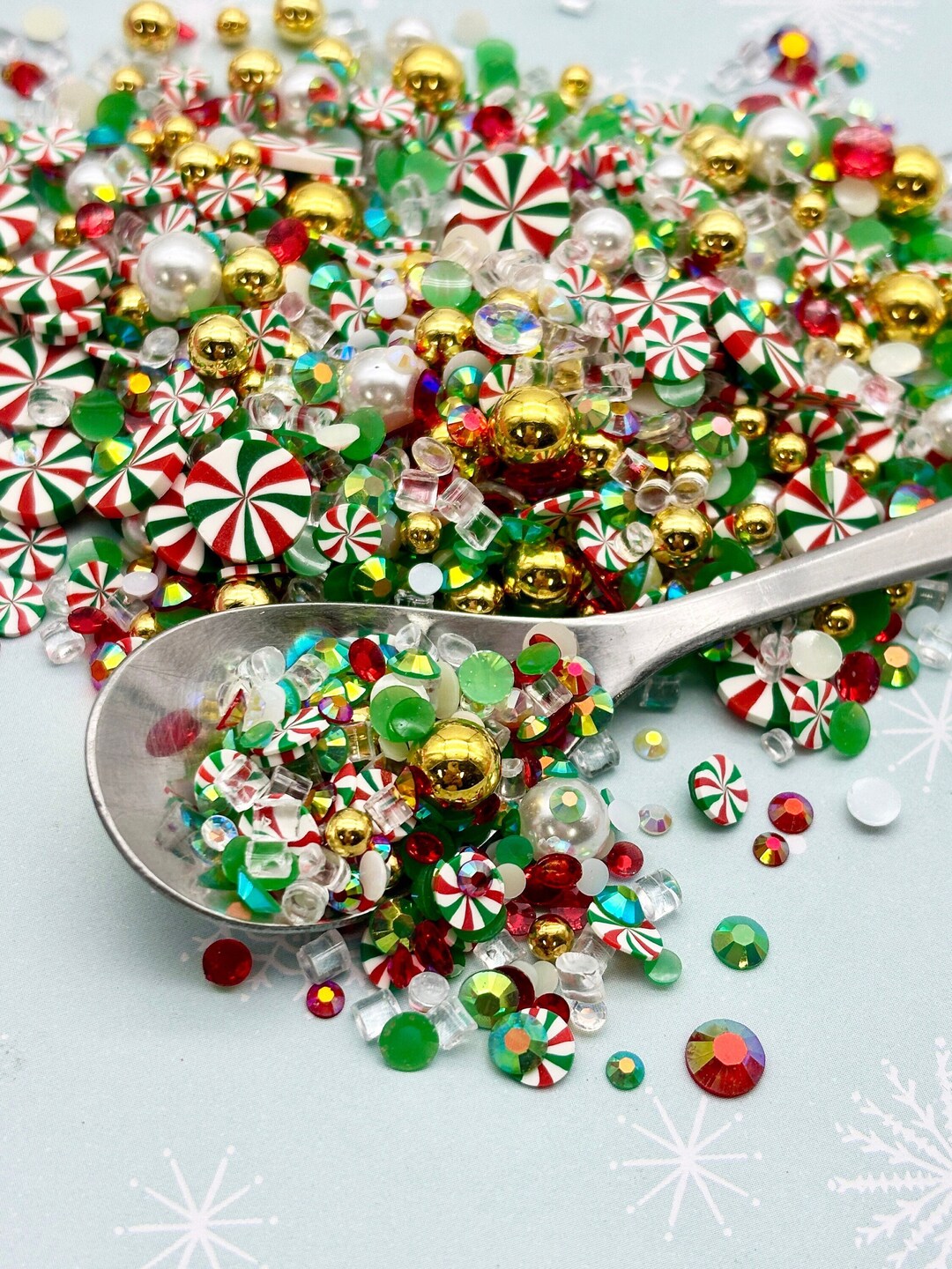 Peppermint Party Caviar Pearl Sprinkle Mix - Resin Cubes Faux Pearls ...