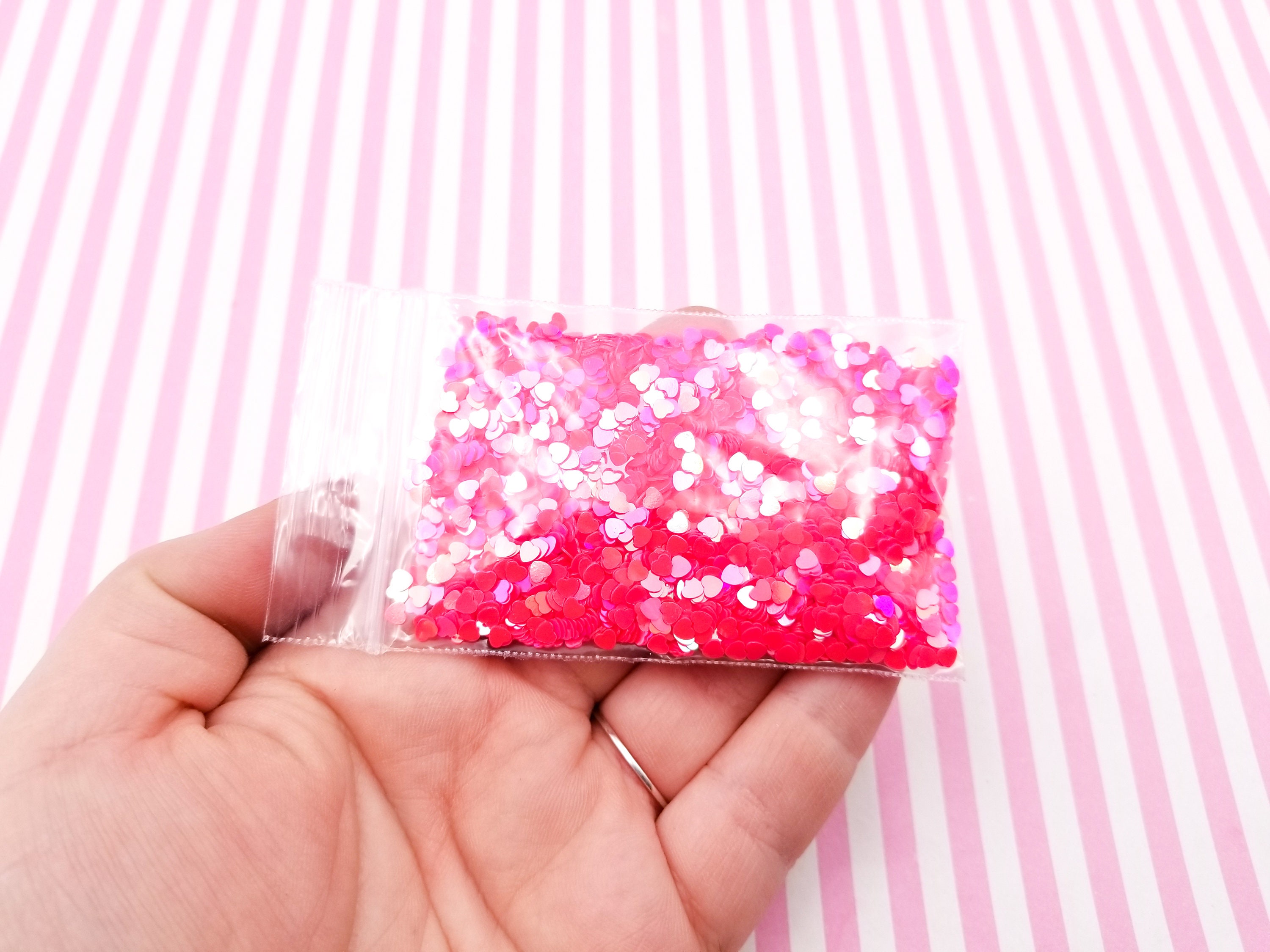 Neon Pink Iridescent Shift Heart Glitter Solid Heart Glitter | Etsy