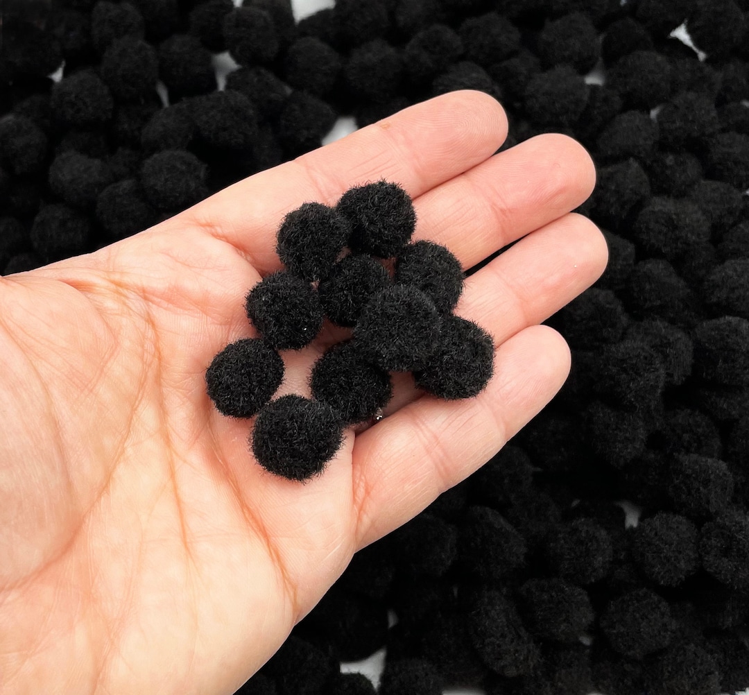 One Hundred 15mm Black Mochi Balls, Boba Pom Poms, Approx. 100 Pieces ...