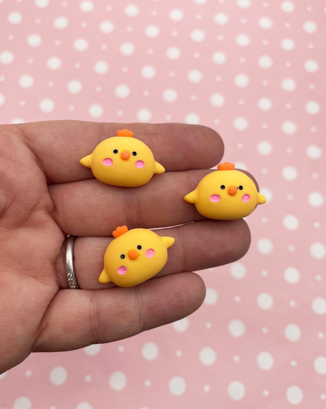 6 Yellow Flatbacked Resin Easter Chick Chicken in Eggs Resin Cabochons ...