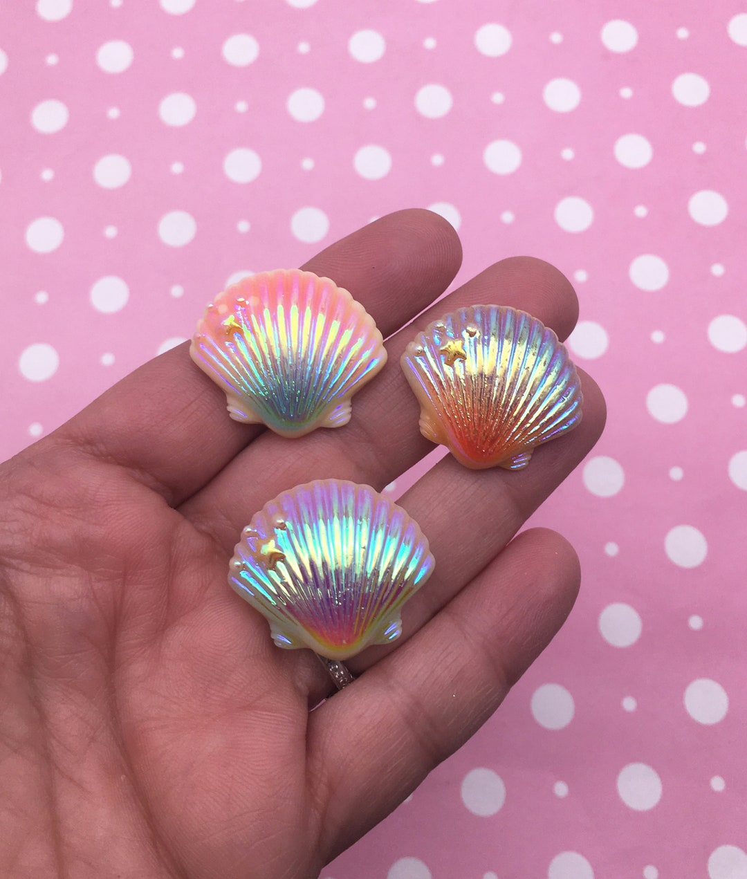 5 Iridescent Pearly Seashell Shell Cabochons, Ab Seashells #112b - Etsy